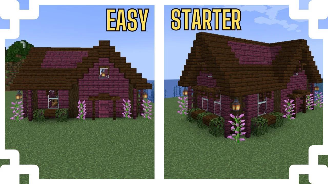 How To Build A Crimson and Dark Oak Survival Starter House | Minecraft ...