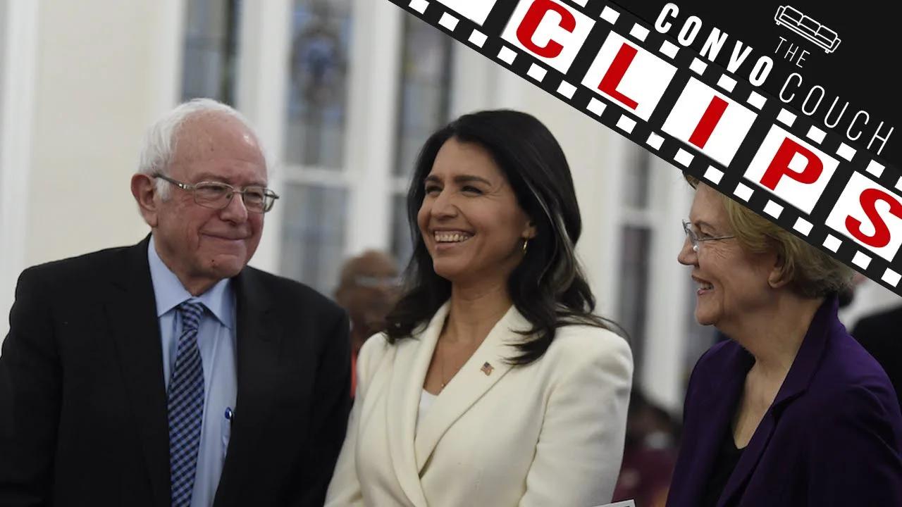 Tulsi Gabbard mediates a handshake between Bernie Sanders and Elizabeth ...