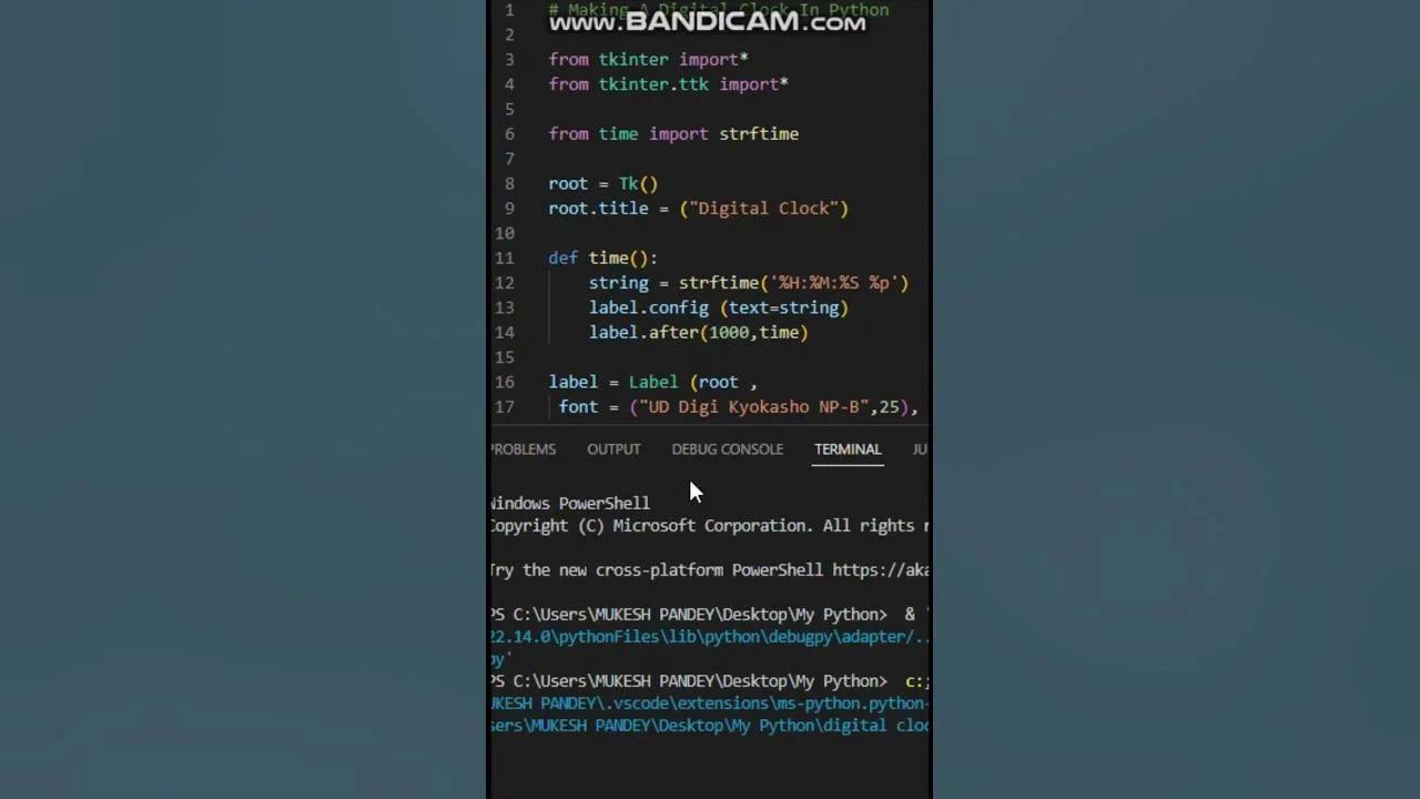 Create A Digital Clock In Python | #Python #Shorts|CyberwarriorsAp|