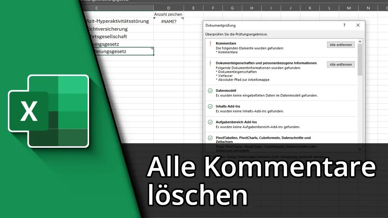Excel alle Kommentare löschen (gleichzeitig) Tutorial