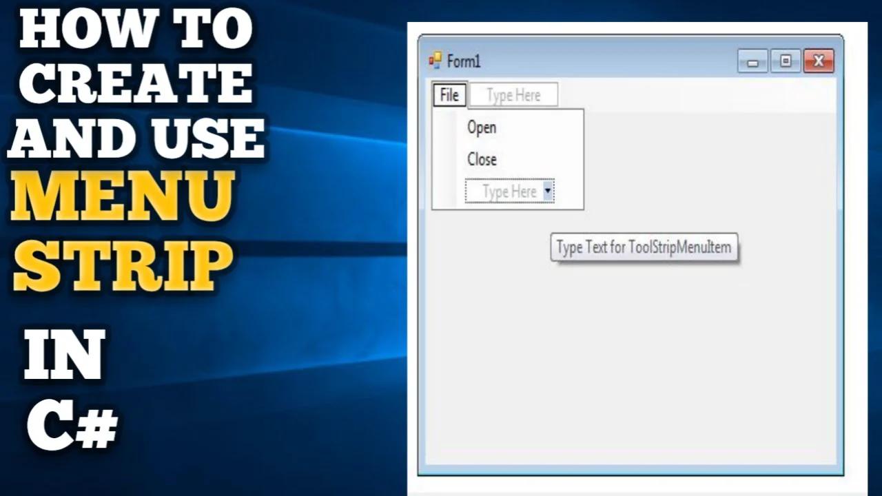 How to use Menu Strip in c# visual studio | Menustrip | MenuStrip in C# [Menu Strip C# Step by Step]