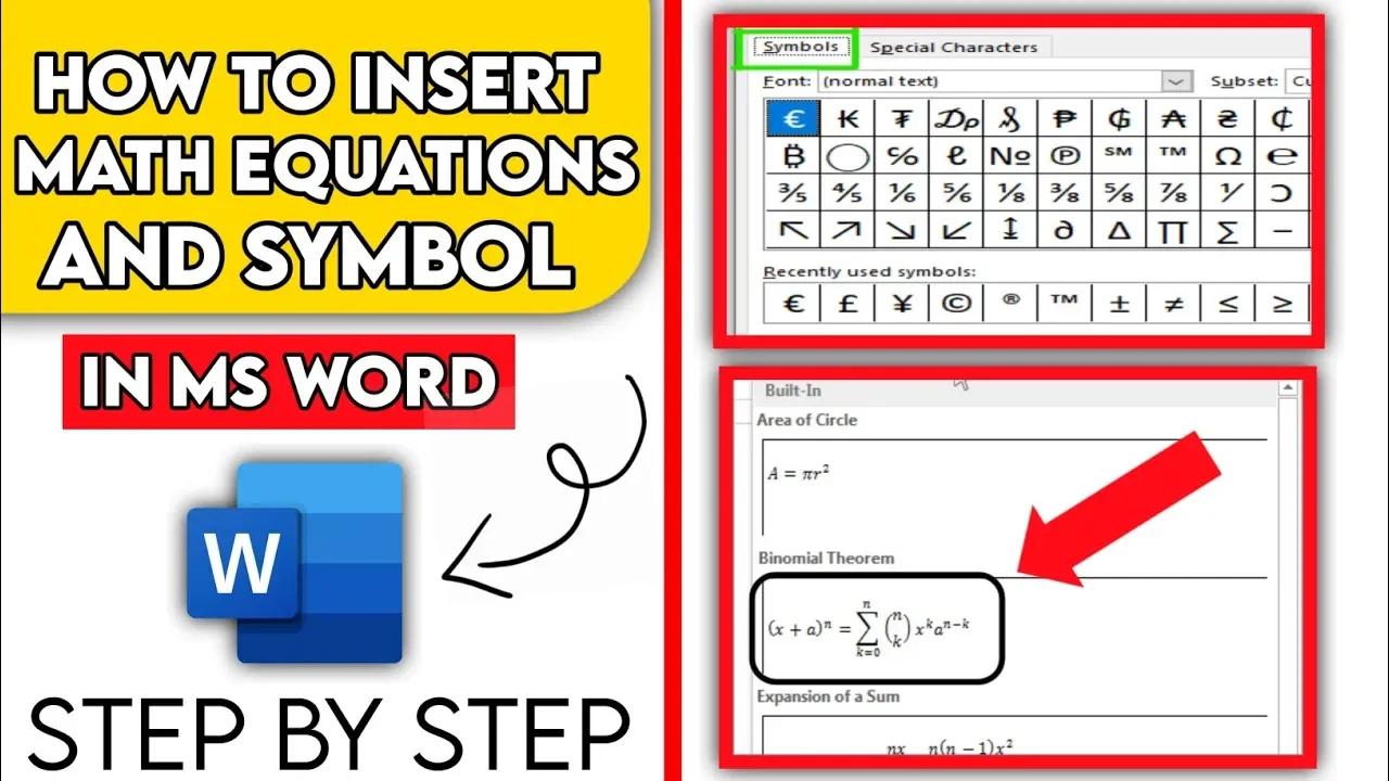 How to Type Math Equations and Symbol in MS word| insert Math Equations ...