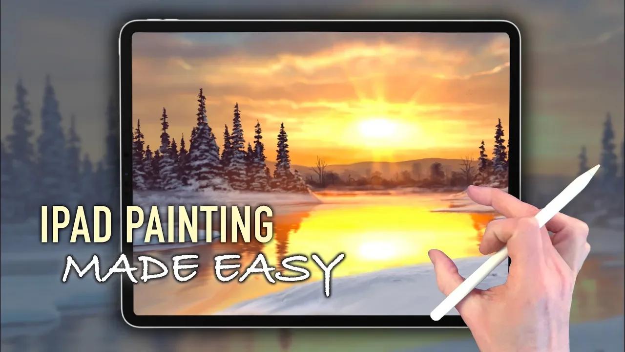 IPAD PAINTING MADE EASY - Winter River Sunrise landscape Procreate tutorial