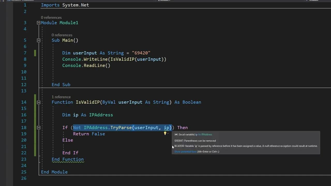 How to Validate an IP Address Using Visual Basic (Simple)