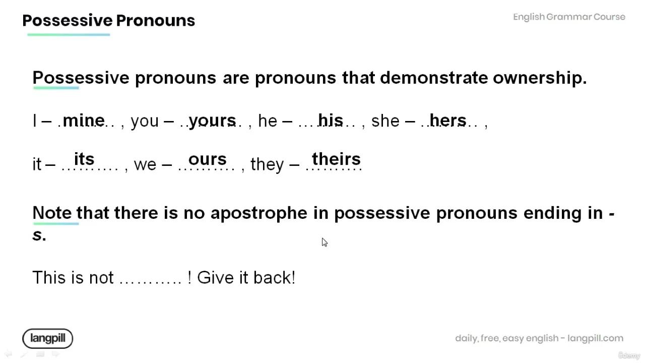 002 Review it! Possessive Pronouns