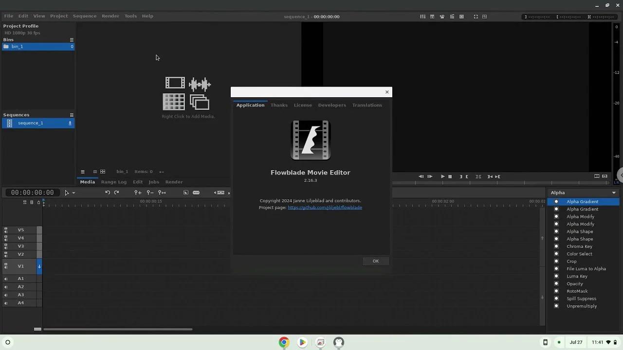 How to install Flowblade video editor on a Chromebook