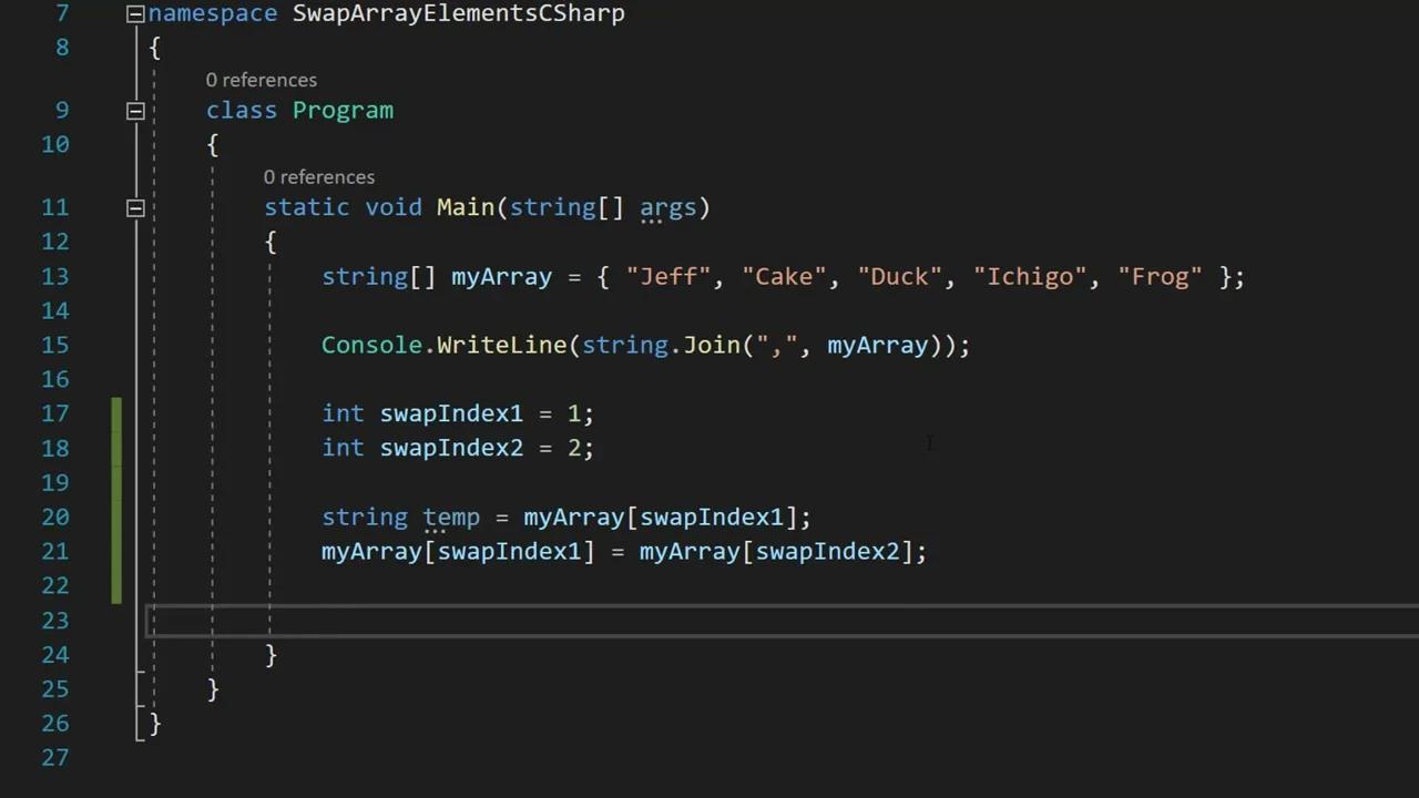 How to Swap 2 Elements of an Array in C# (Simple)