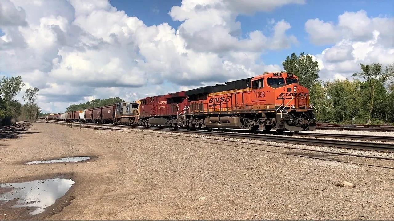 BNSF Grain Train with Canadian Pacific CSX