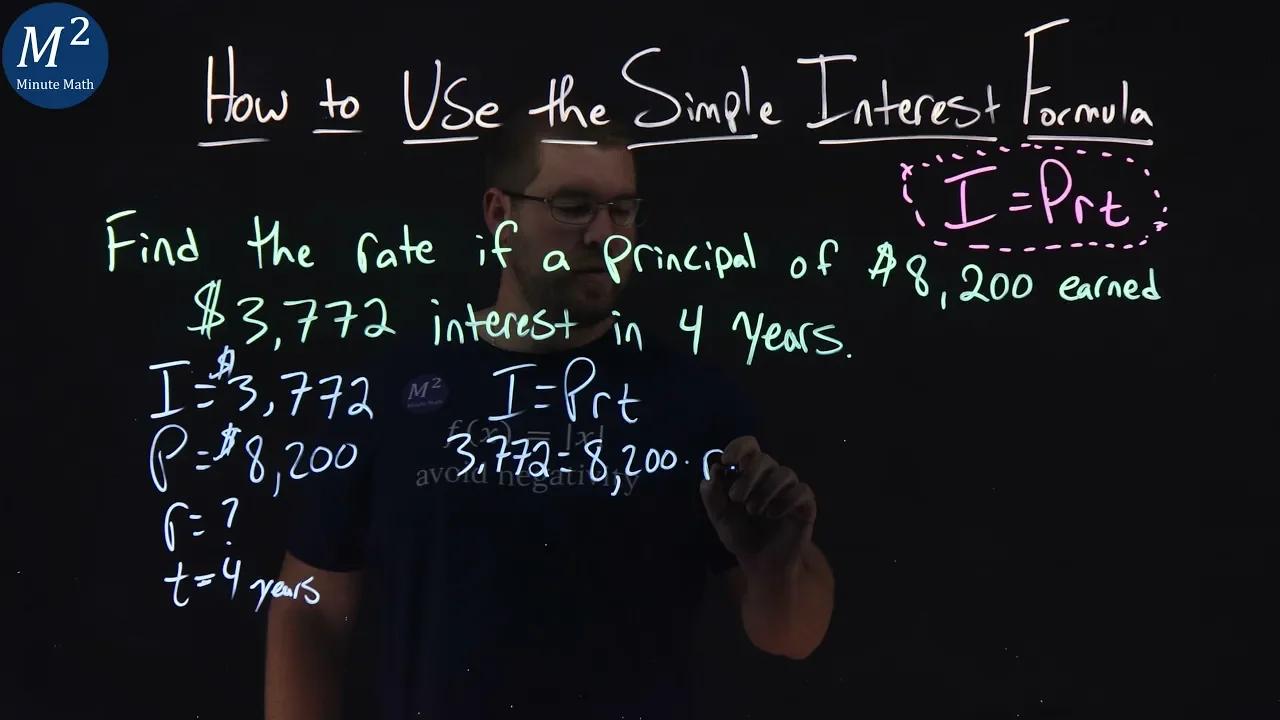 How to Use the Simple Interest Formula (I=Prt) to Find r | Part 3 of 3 ...