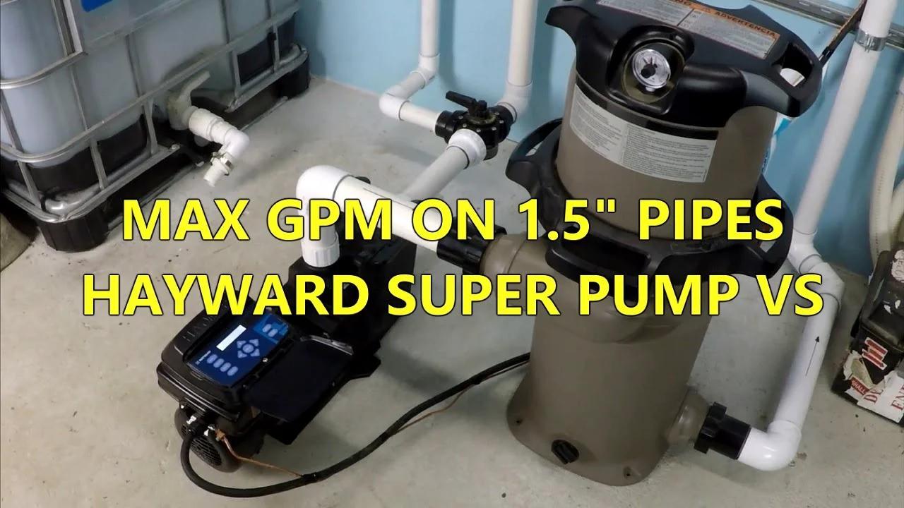 Maximum Flow Rate of Hayward Super Pump VS Through 1.5" Pipes