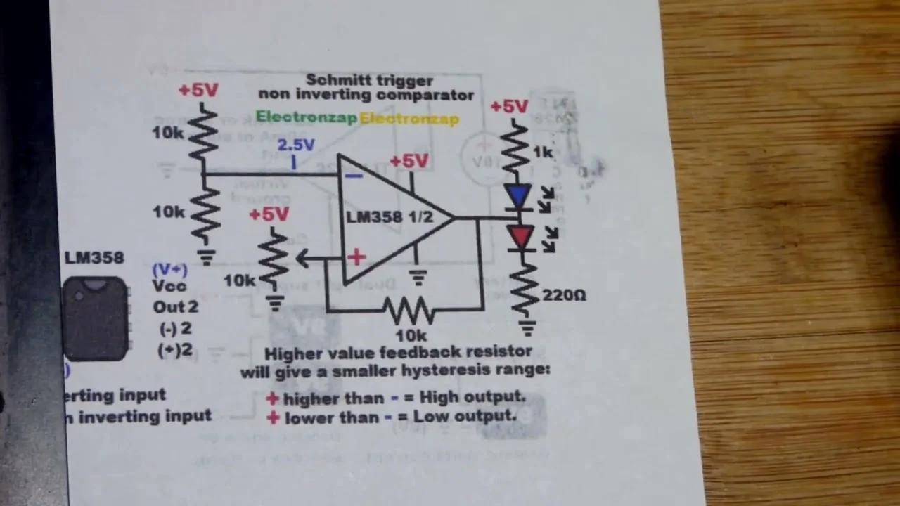 10k Ohm Schmitt Trigger Op Amp Non Inv Comparator Positive Feedback ...