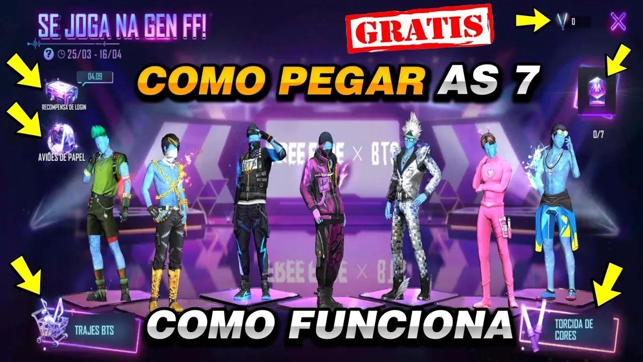 COMO PEGAR GRÁTIS AS 7 SKINS DO BTS E COMO FUNCIONA O EVENTO GEN FF