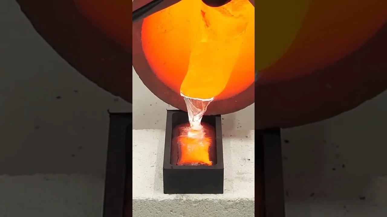 Melting soda cans into a metal bar