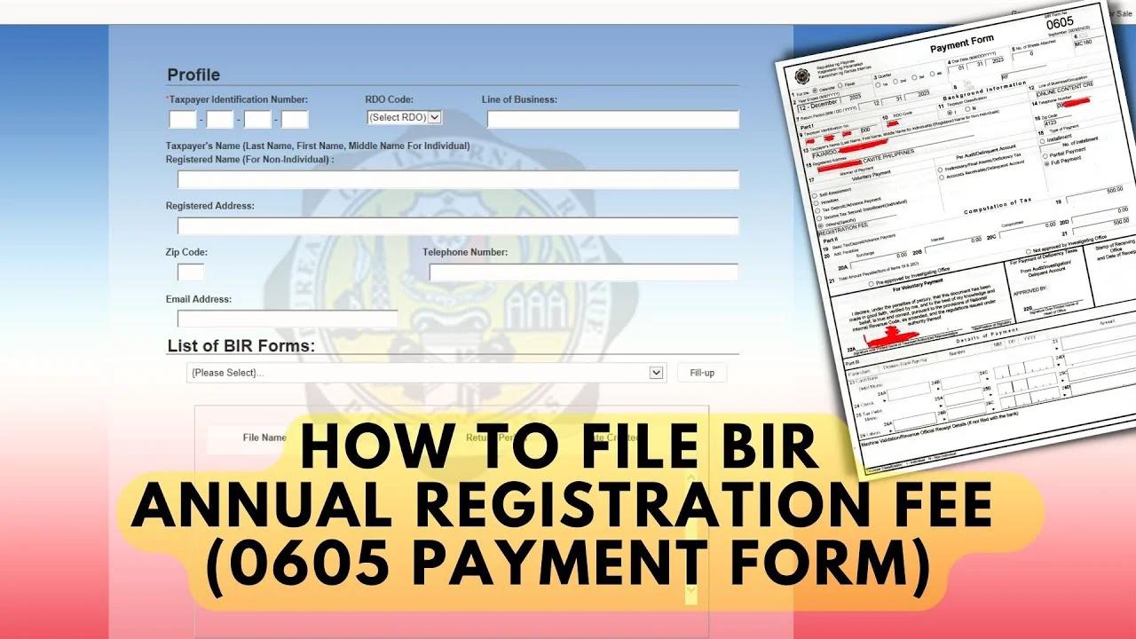 How to file BIR Annual Registration Fee 0605 payment form | Paano ang ...