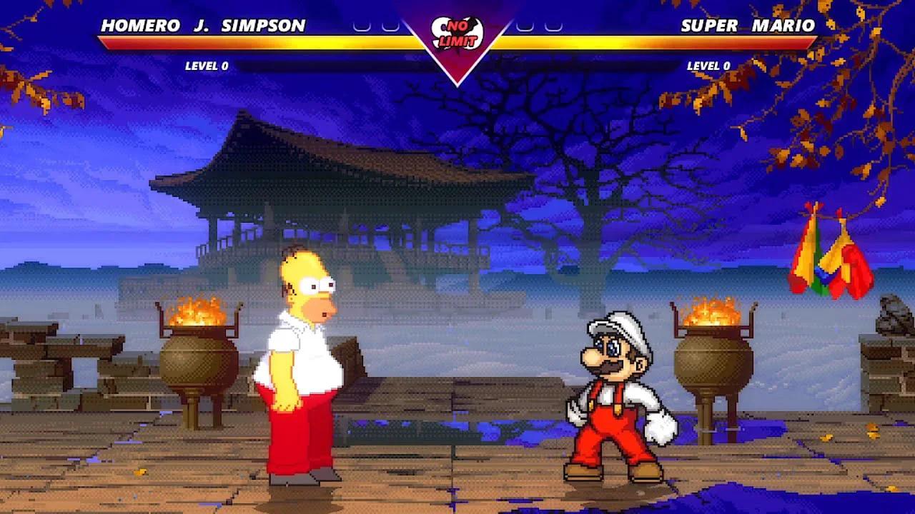 HOMER SIMPSON VS MARIO LUTA ÉPICA INSANA DE MUGEN