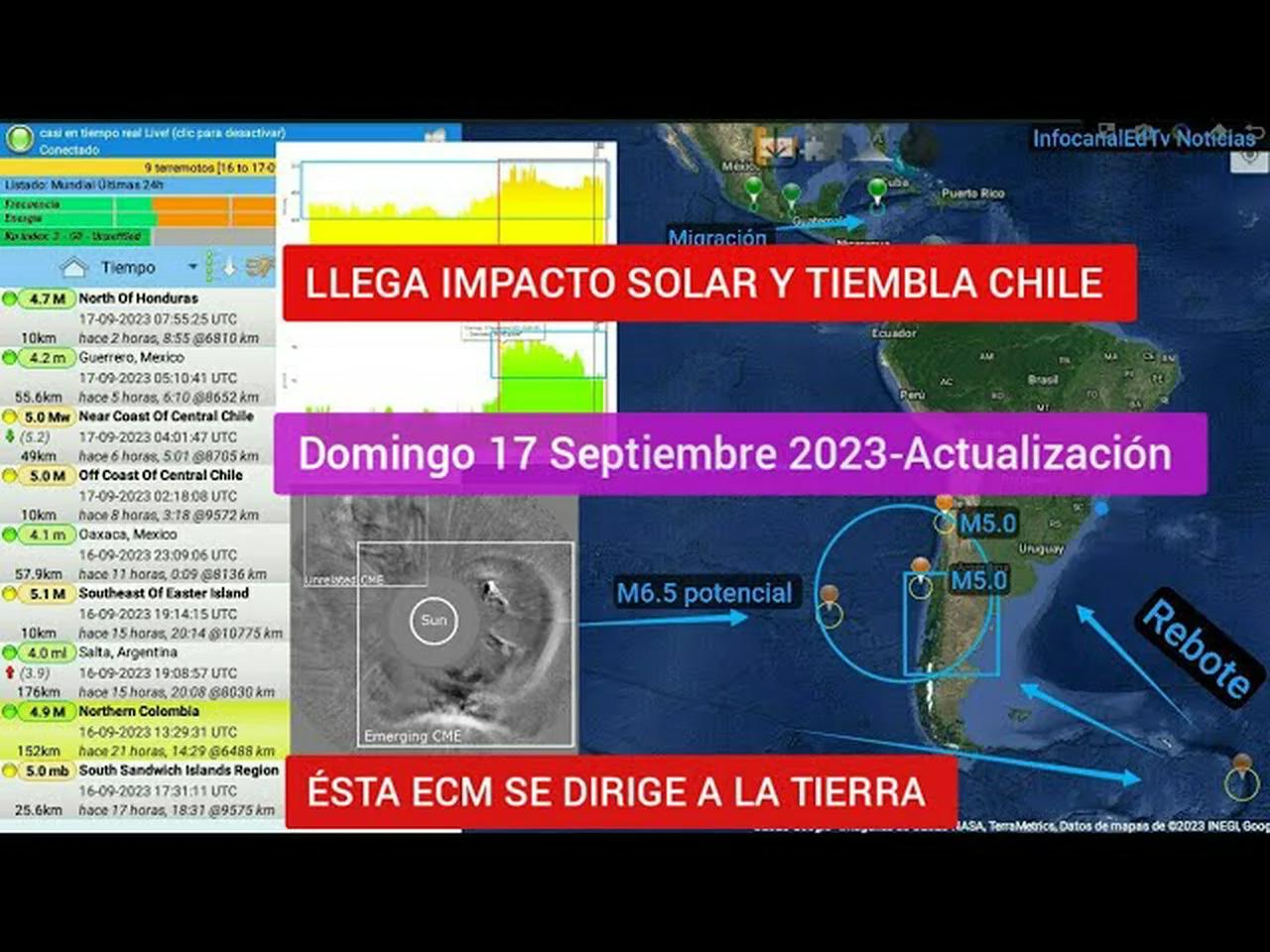 LLEGA IMPACTO SOLAR Y TIEMBLA CHILE POR DUPLICADO. ALERTA DE TORMENTA ...