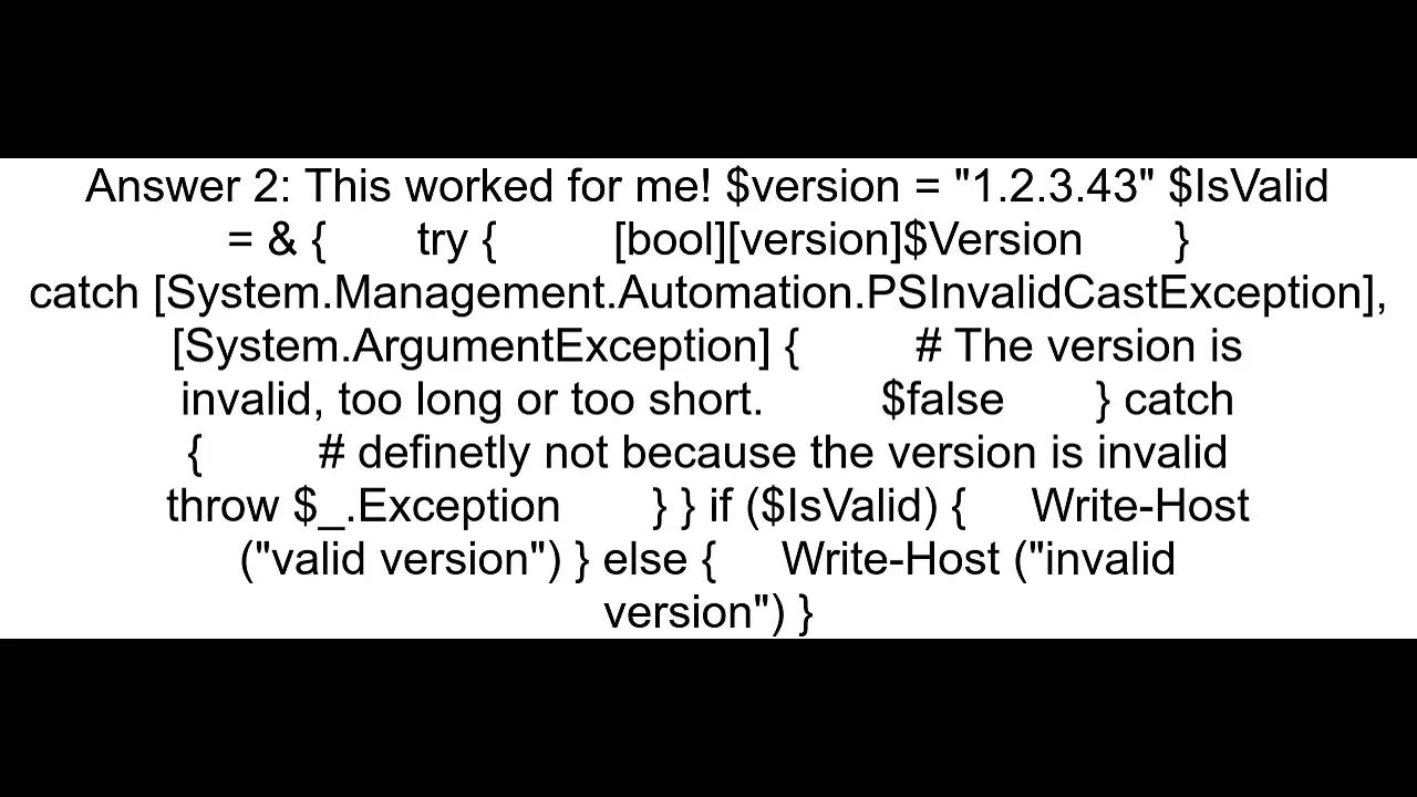 How To Verify Version Format In Powershell Script 0393