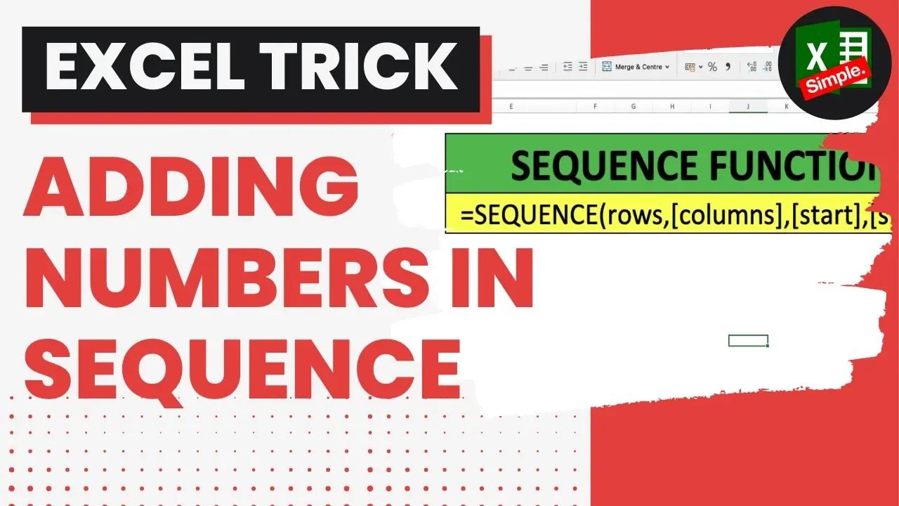 Excel Trick To Add Sequence Of Numbers Exceltricks Exceltips Msexcel