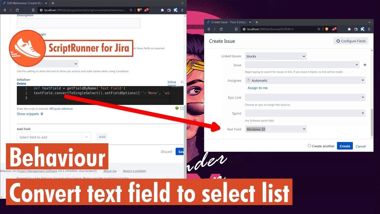 Scriptrunner for Jira - Behaviour convert text field to select list