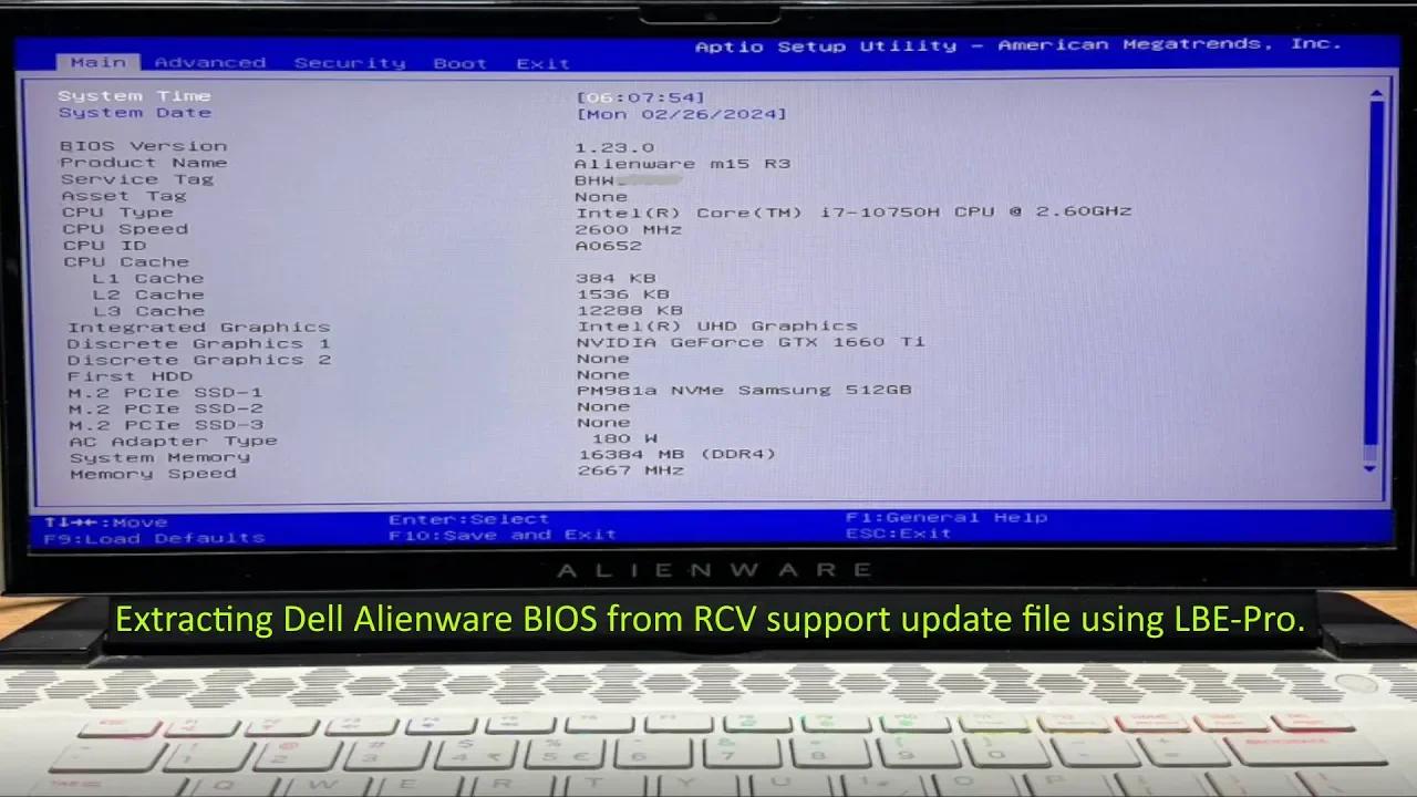 Extracting Dell Alienware BIOS from RCV support update file with LBE-Pro | How to use UVF Extractor
