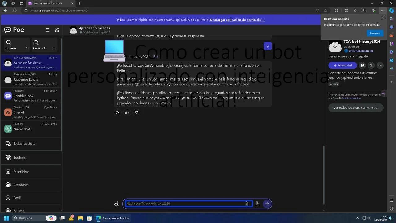 💻 Como crear un bot personalizado con inteigencia artificial!