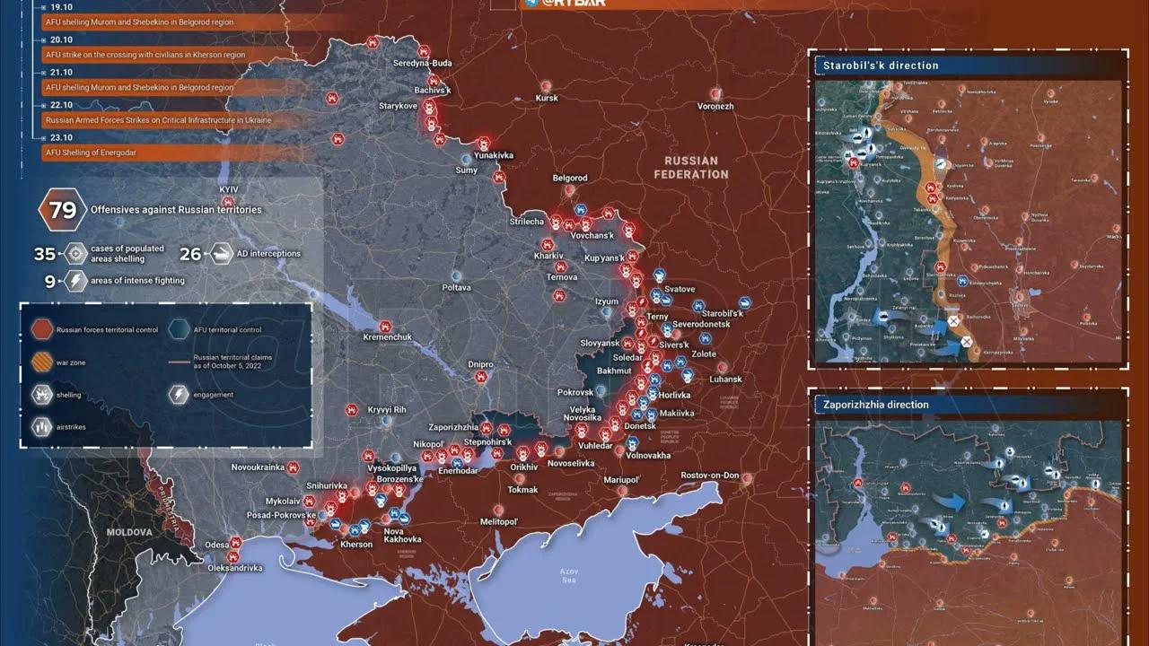 Ukraine War Update Rybar Map for October 22-23, 2022, Starobilsk ...