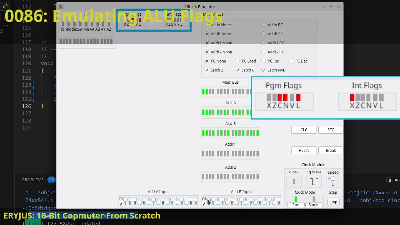 0086: Emulating the ALU Flags | 16-Bit Computer From Scratch
