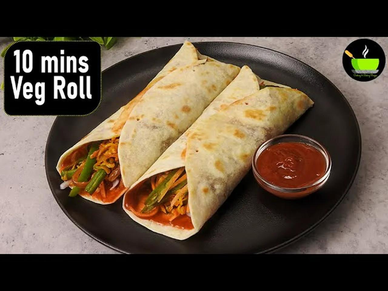 Veg Roll in 10 mins | Kathi Roll | How to make Veg Kathi Roll | Veg ...