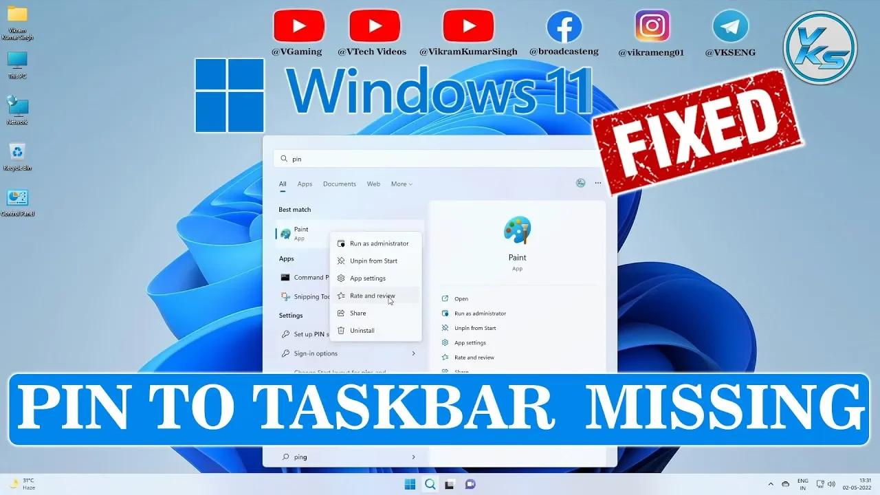How To Fix Pin To Taskbar Missing in Windows 11