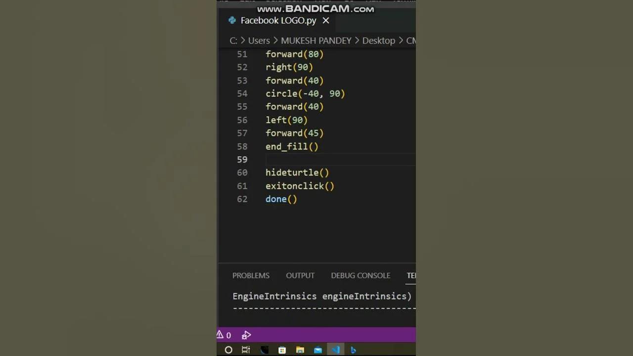 Facebook Logo With Python 🐍 Turtle 🐢 Graphics| #shorts |#cyberwarriorsap |#python |#programmer