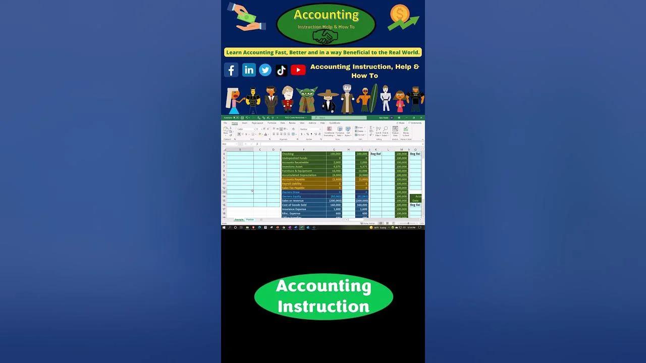 Create Accounting Worksheet Part 1 Excel Accounting Practice Problem