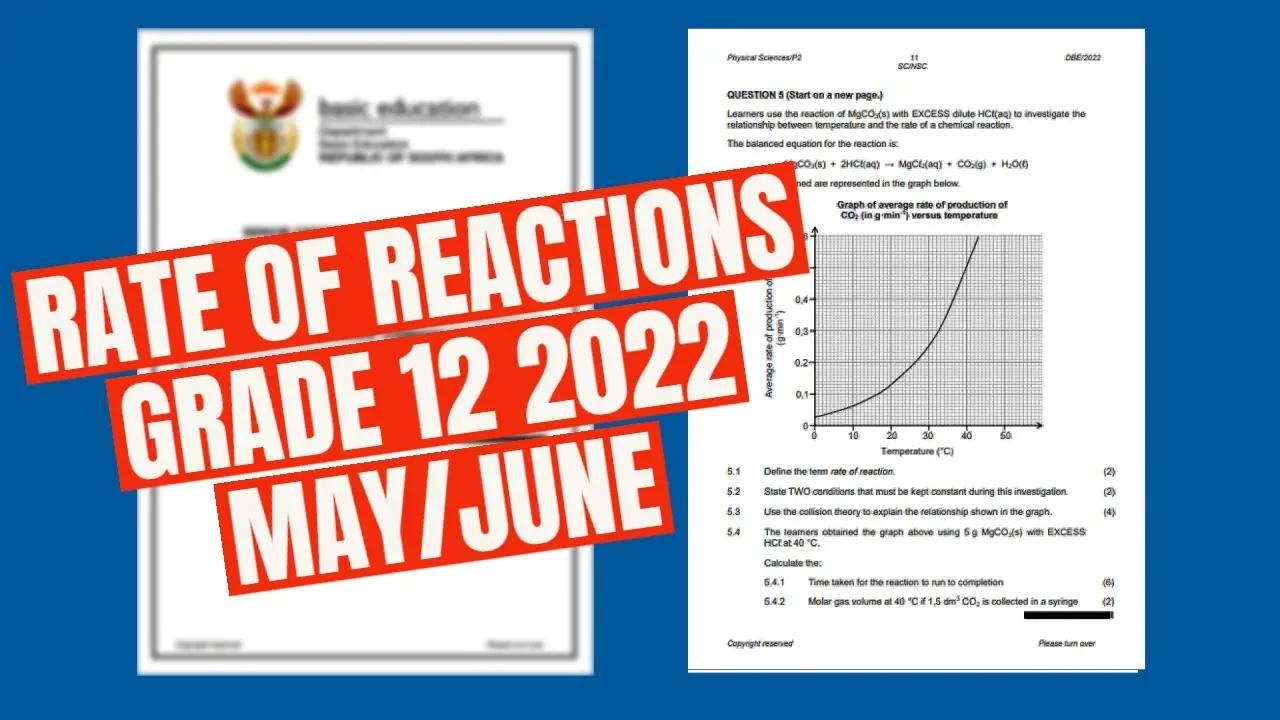 May/June 2022 Rate of Reaction Graphs Grade 12 Physical Sciences Exam Paper