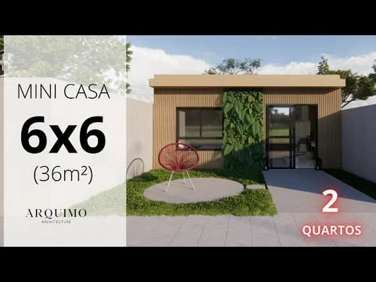 Plano de Casa 6X6 | Com 2 Quartos | Mini Casa 36 M²| 6X6 HOUSE (36 SQM ...