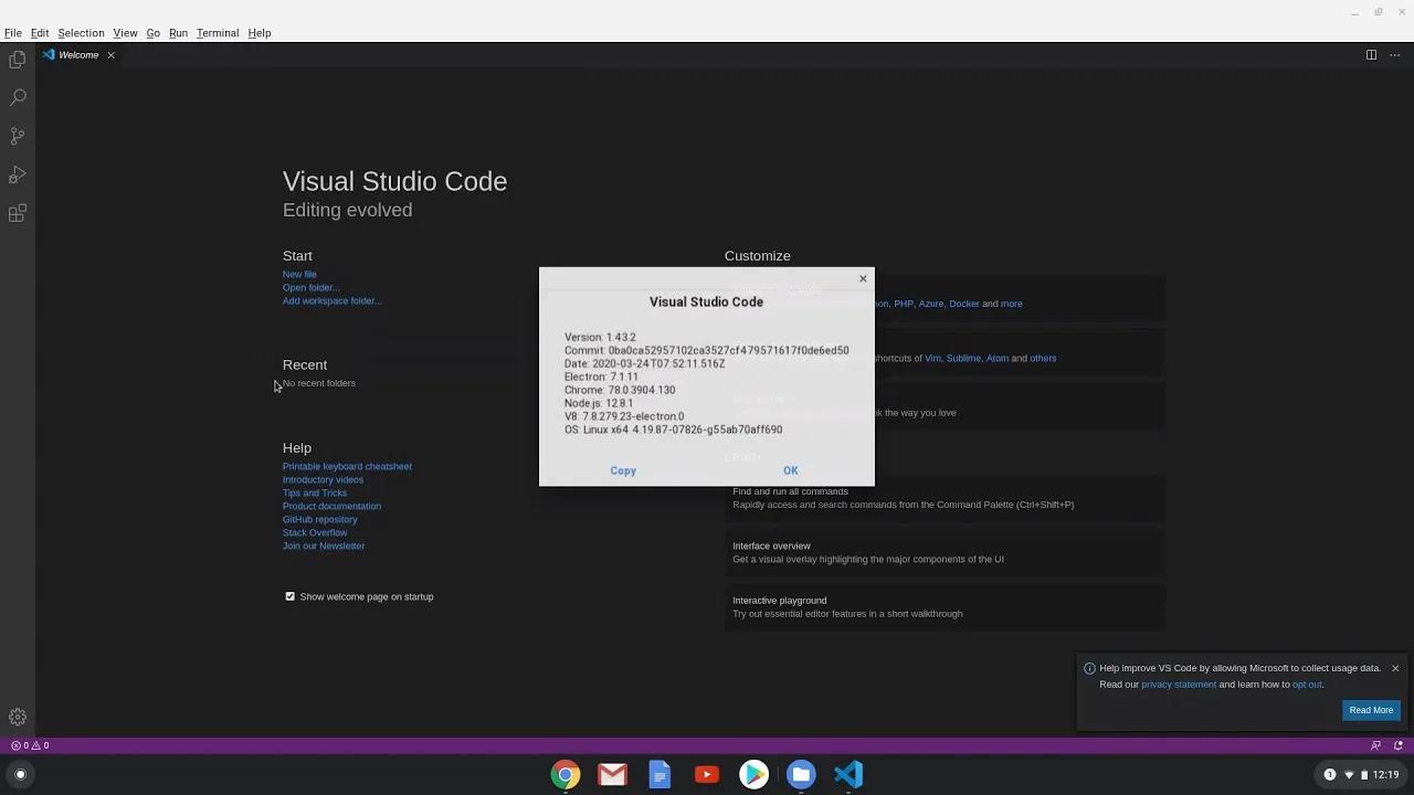 How to install Visual Studio Code 1.43 on a Chromebook