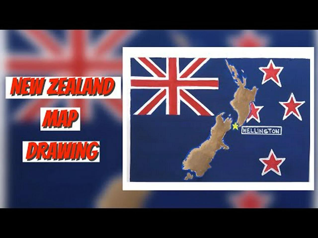 Drawing New Zealand Map With Flag | Acrylic Painting | World Geography