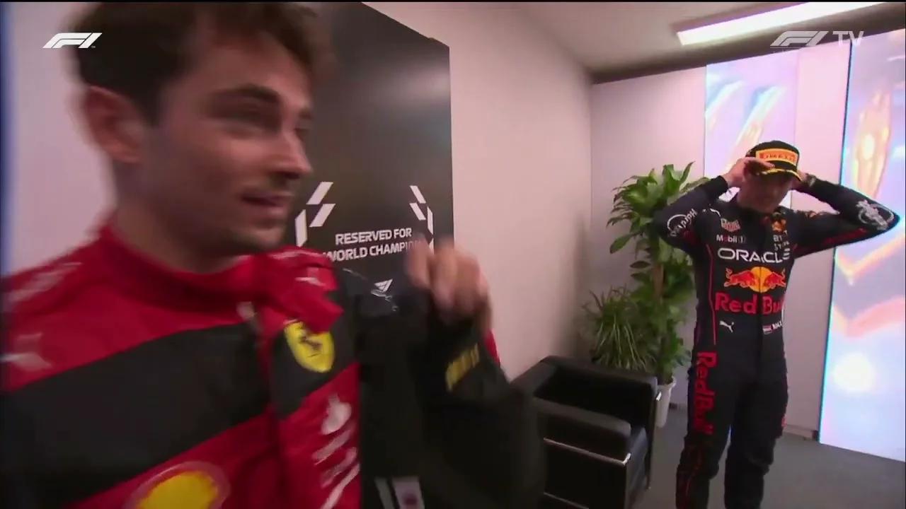 Japanese GP Cooldown Room Max confused if he is champion or not - Japan ...