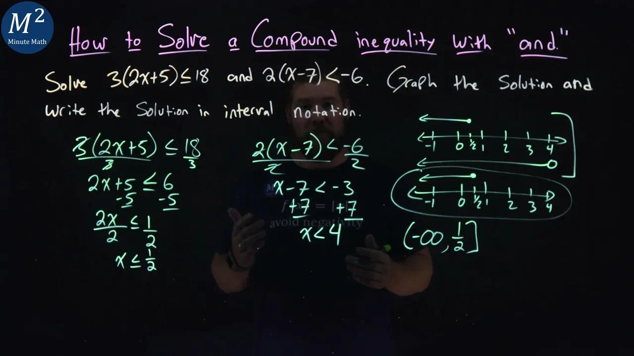 How to Solve a Compound Inequality with "and" | Part 2 of 3 | Minute Math