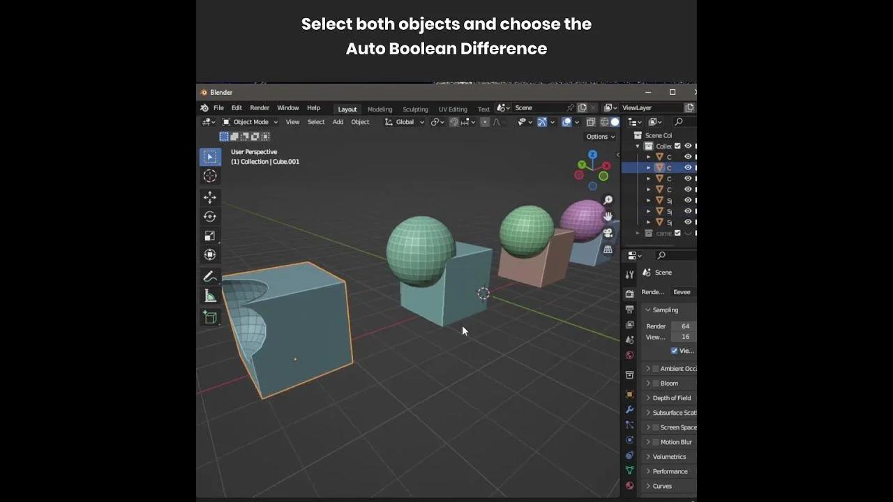 How to use the Boolean Tool in Blender [3.5] | Blender Basics | #shorts