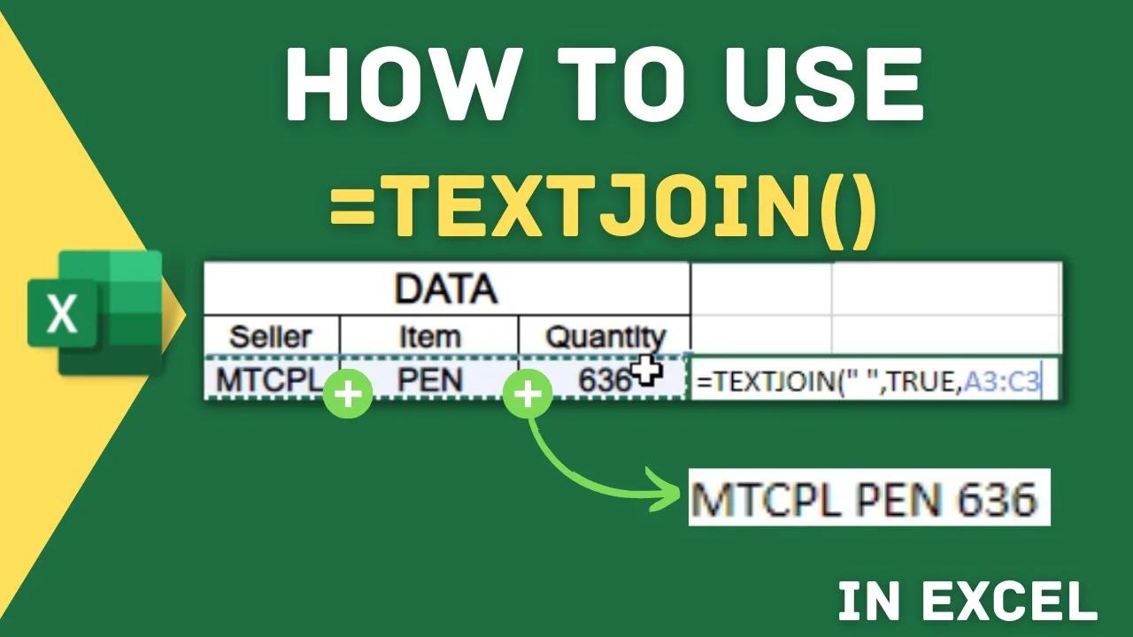 How to use TEXTJOIN function in excel