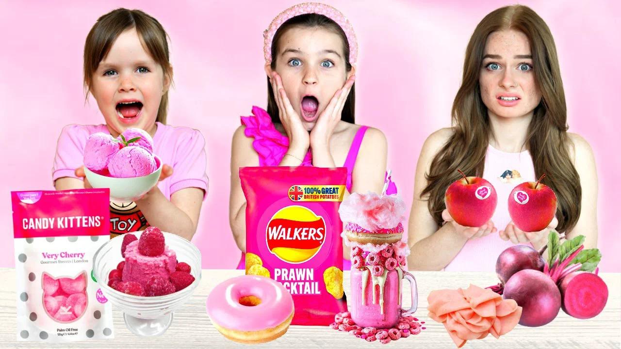 Eating ONLY PINK FOODS for 24 hours! | Family Fizz