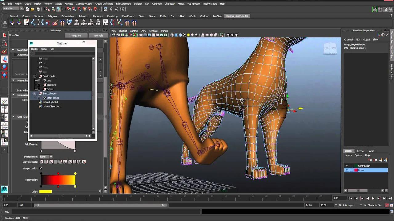 Rigging de Cuadrupedos en Maya 2014-12 Creando Correcciones para los Deltoides con Blend Shapes