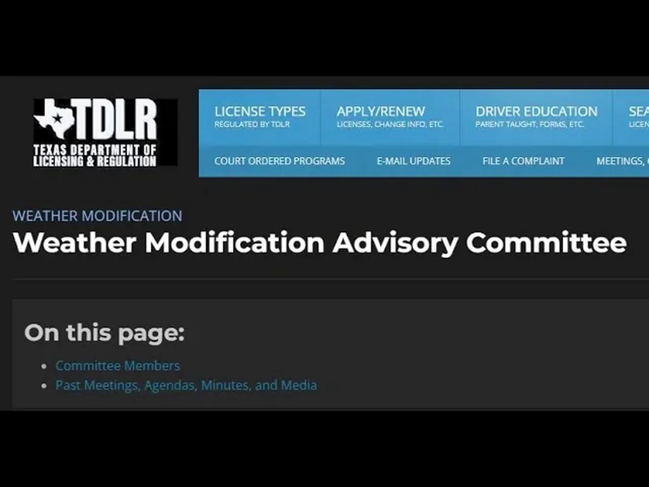 Texas Weather Modification Advisory Committee Meetings Further Prove ...