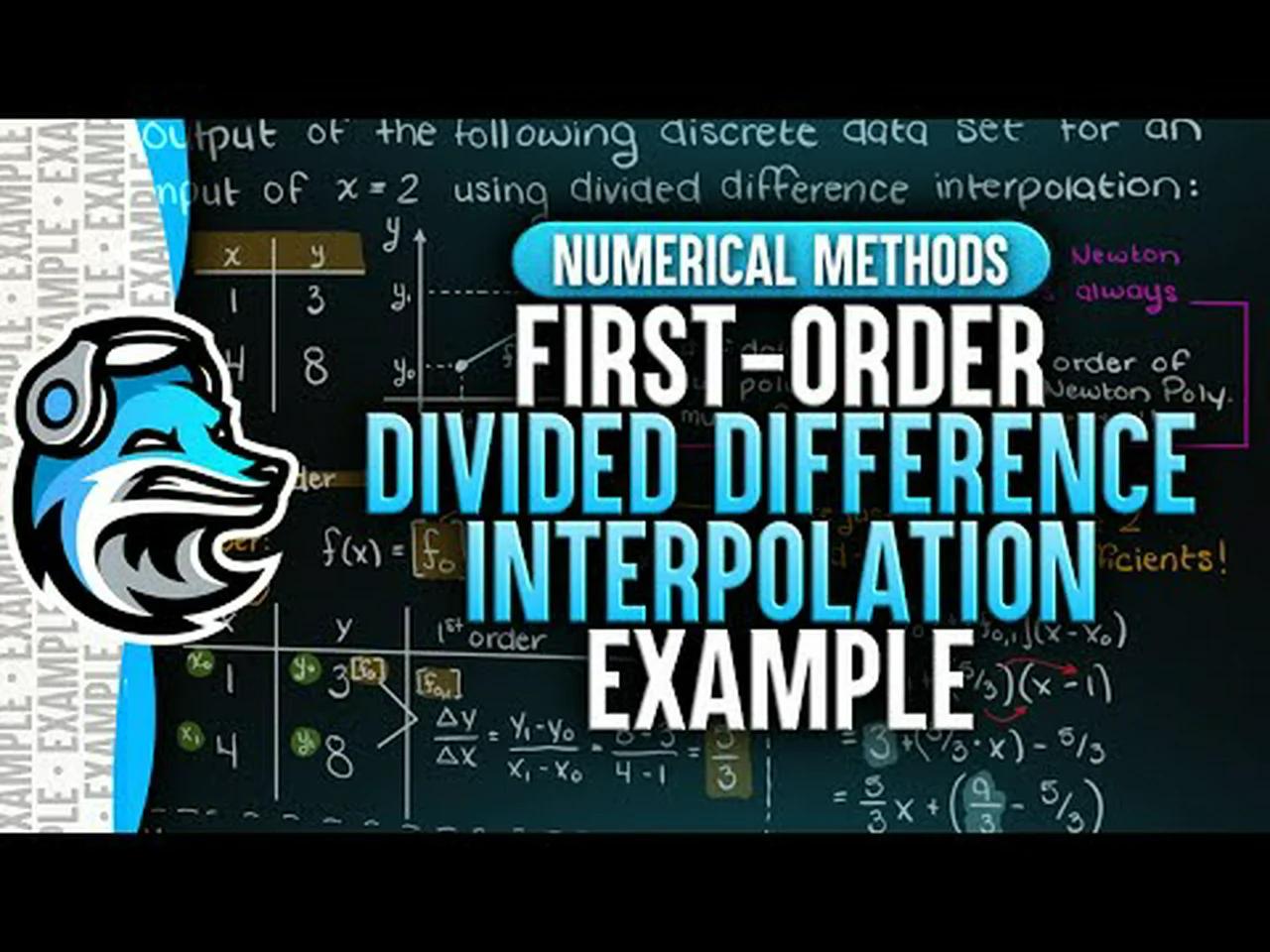First Order Divided Difference Interpolation Example | Numerical Methods