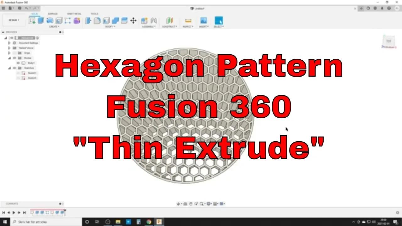 Hexagon (Honeycomb) Pattern in Fusion 360 using Thin Extrude