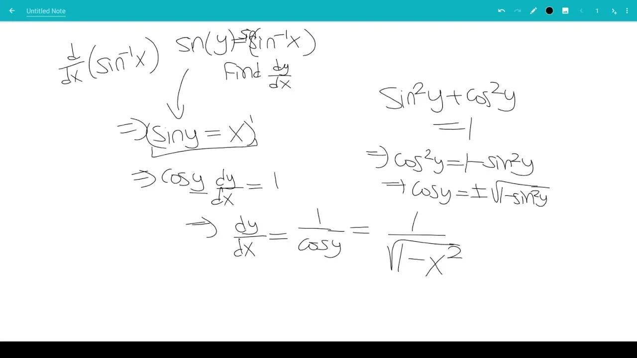 Derivatives of inverse trig functions