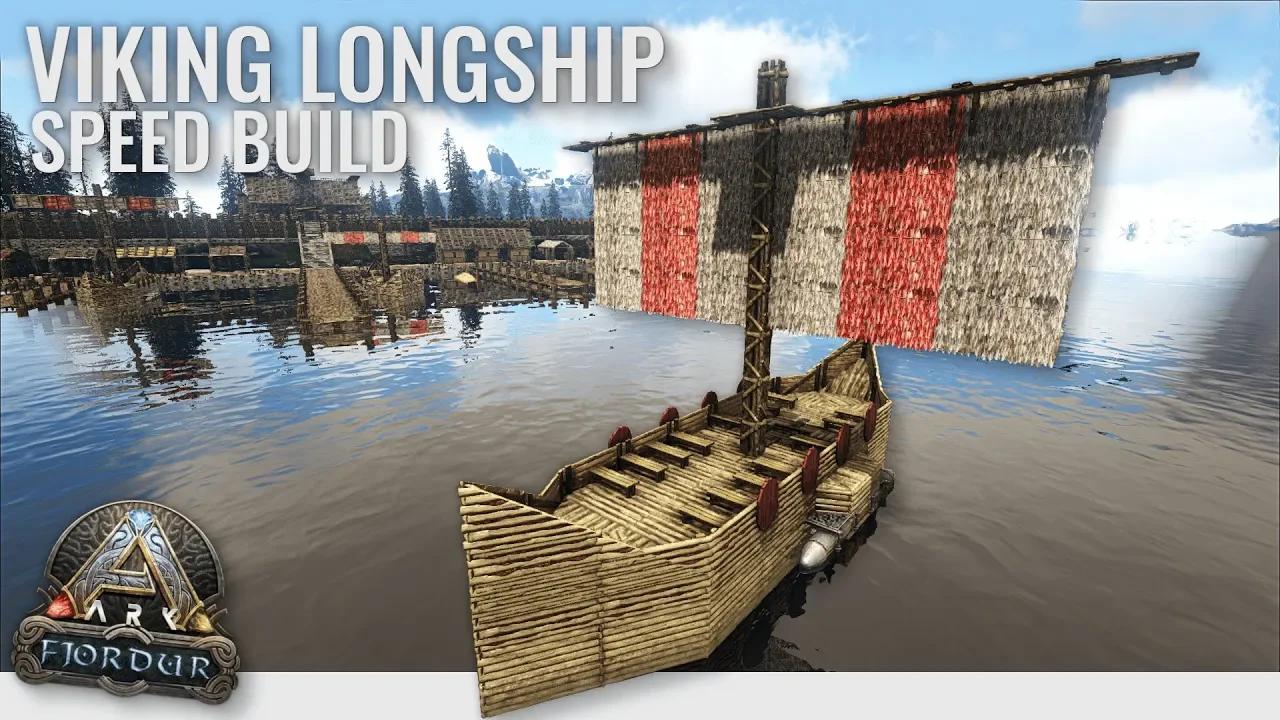 I Built a Viking Longship on a Motorboat Raft - ARK Fjordur | Speed Build