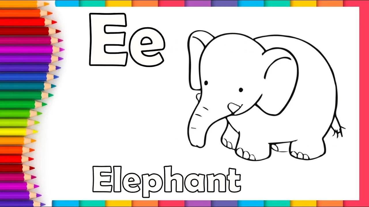 How to draw the VOWEL Ee - Elephant 🐘 - for children