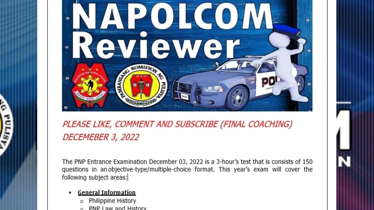 Napolcom Final Coaching Review (GENERAL INFORMATION) for December 3 ...