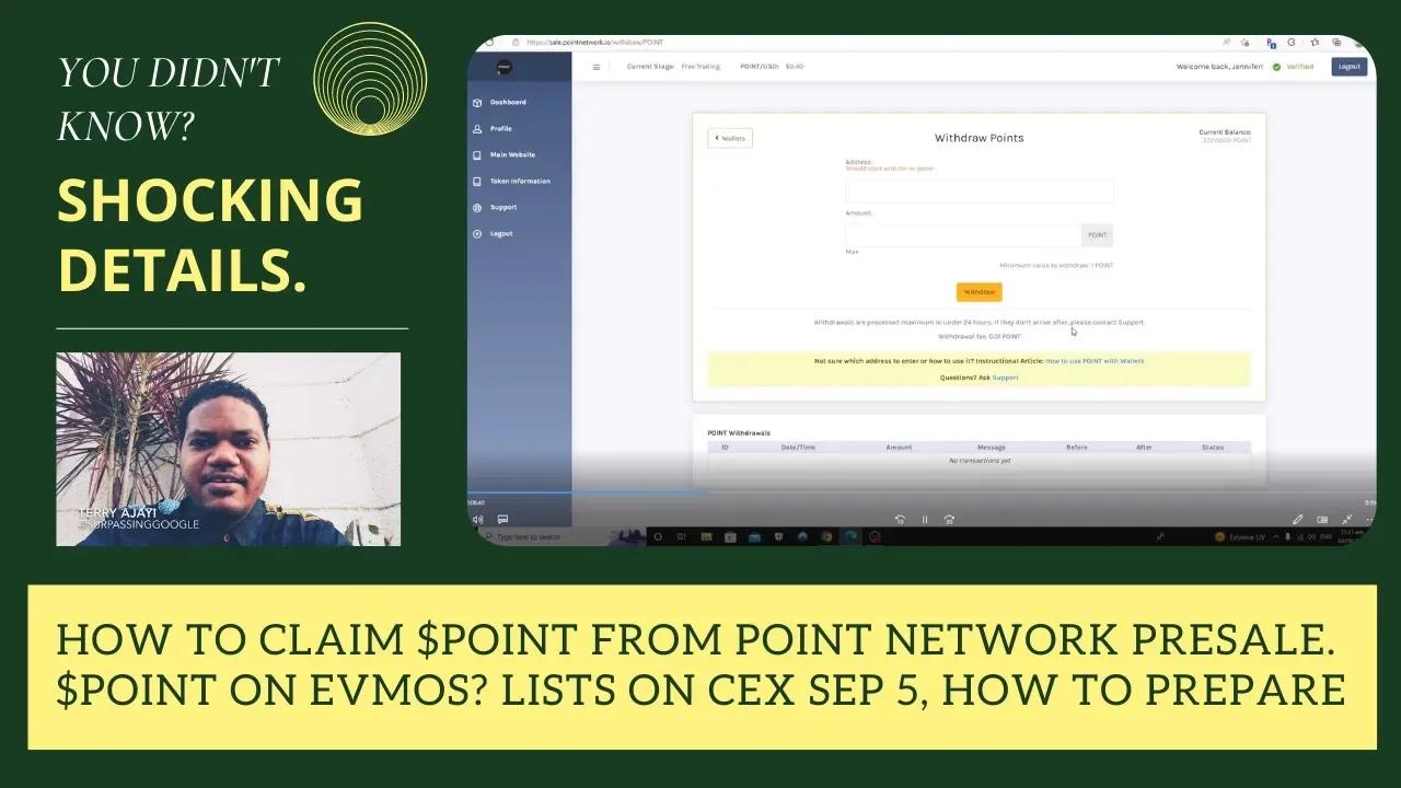 How To Claim $POINT From Point Network Presale. $POINT On Evmos? Lists ...