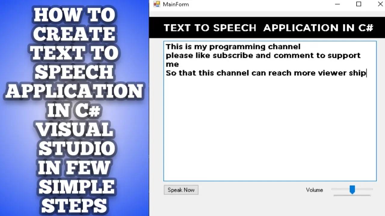 1 - Create text to speech application in c# | C# Text To Speech app Sample